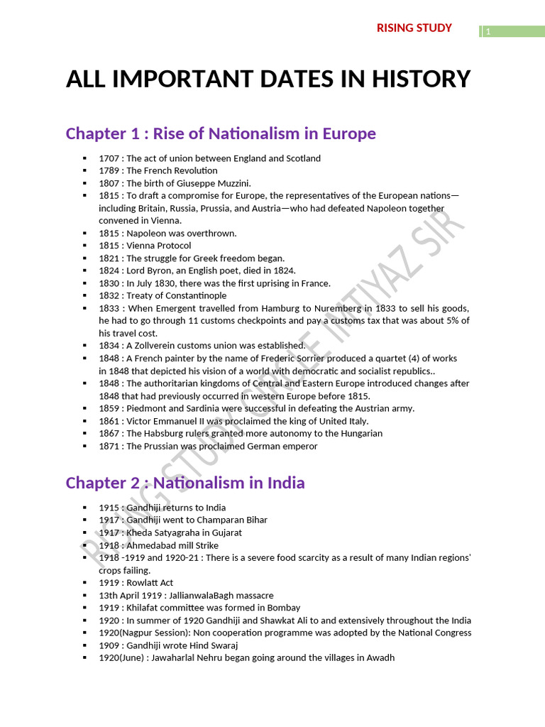 Key Historical Dates Overview | PDF | Mahatma Gandhi