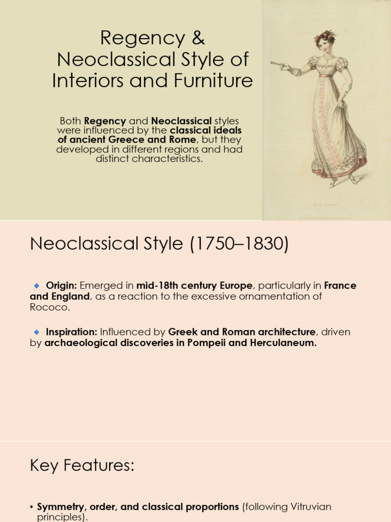 Neoclassical and Regency Interior Styles | PDF | Ornament (Art) | Furniture