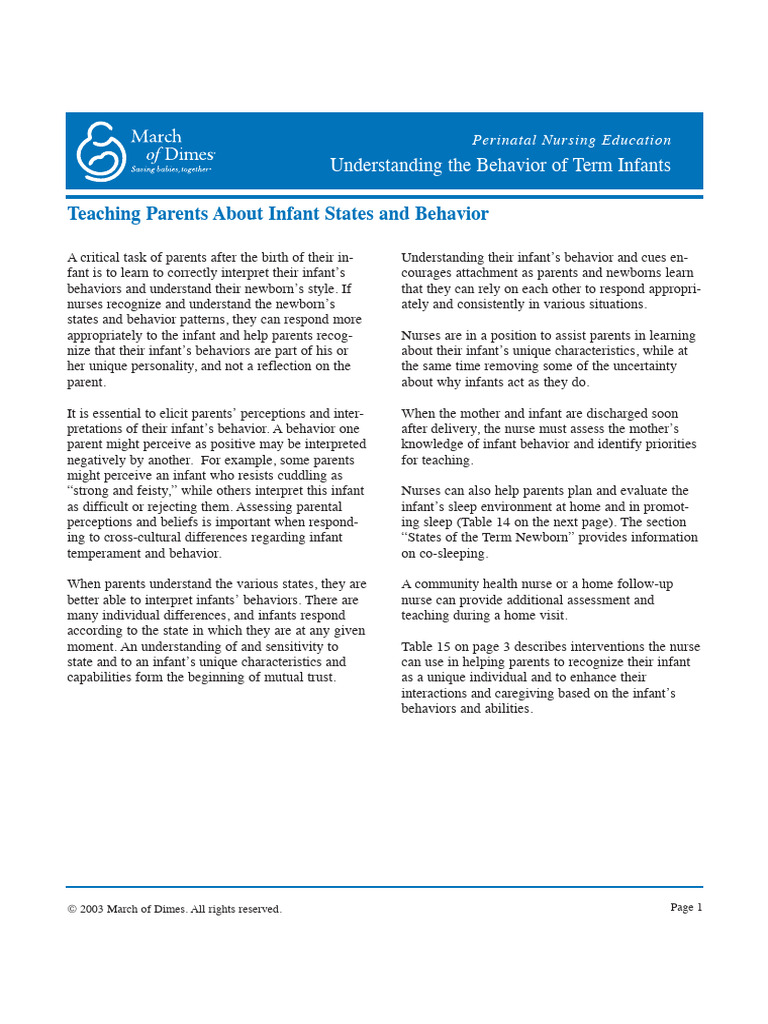 Understanding Newborn Behavior for Parents | PDF | Infants | Childhood