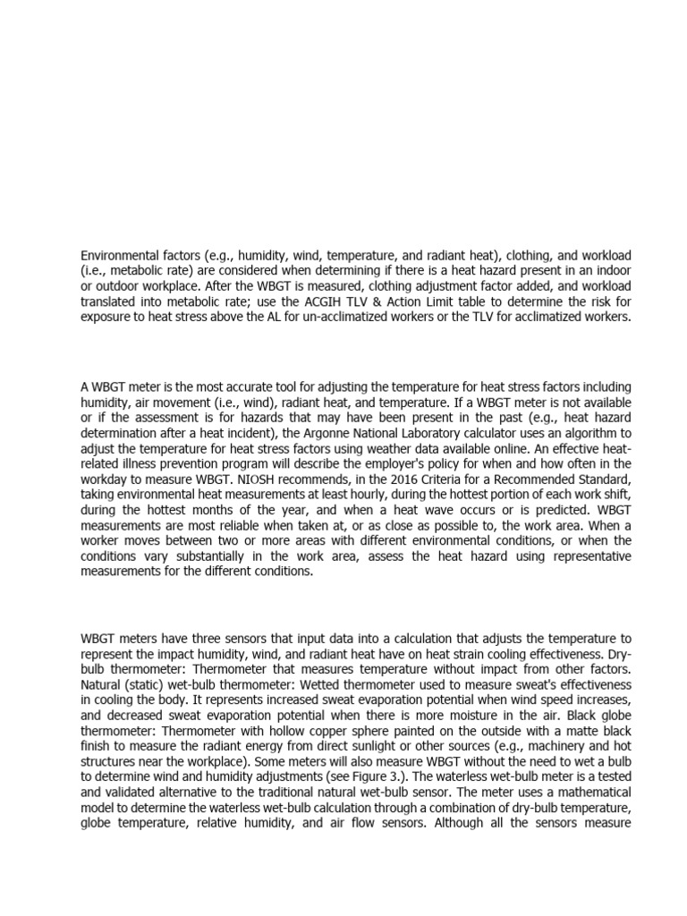 Sop For Determines The Heat Stress. | PDF | Humidity | Applied And Interdisciplinary Physics