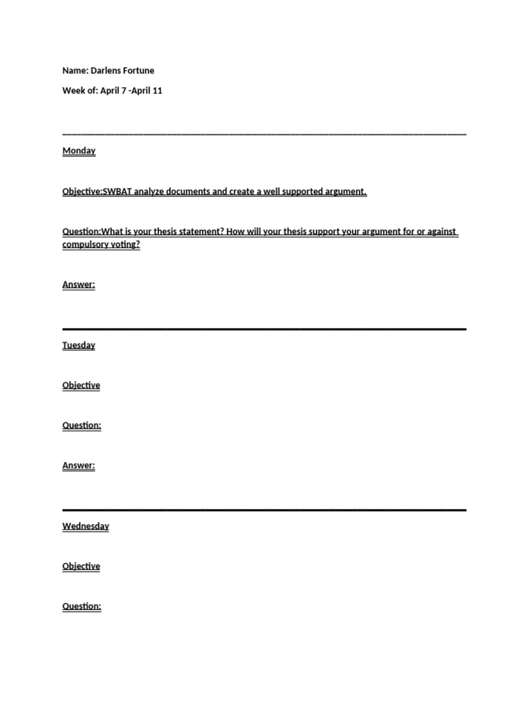 Weekly Warm-Up Sheet | PDF