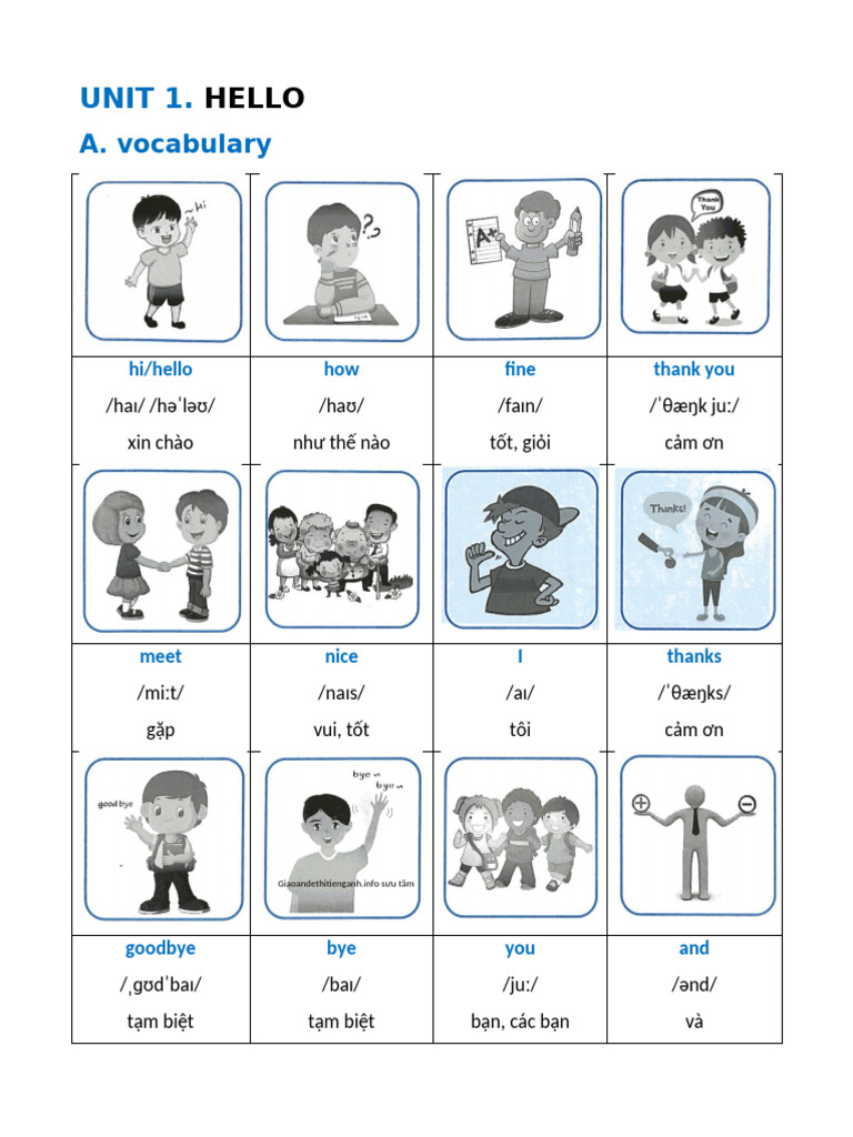 Unit 1: Hello Vocabulary and Grammar | PDF | Linguistics