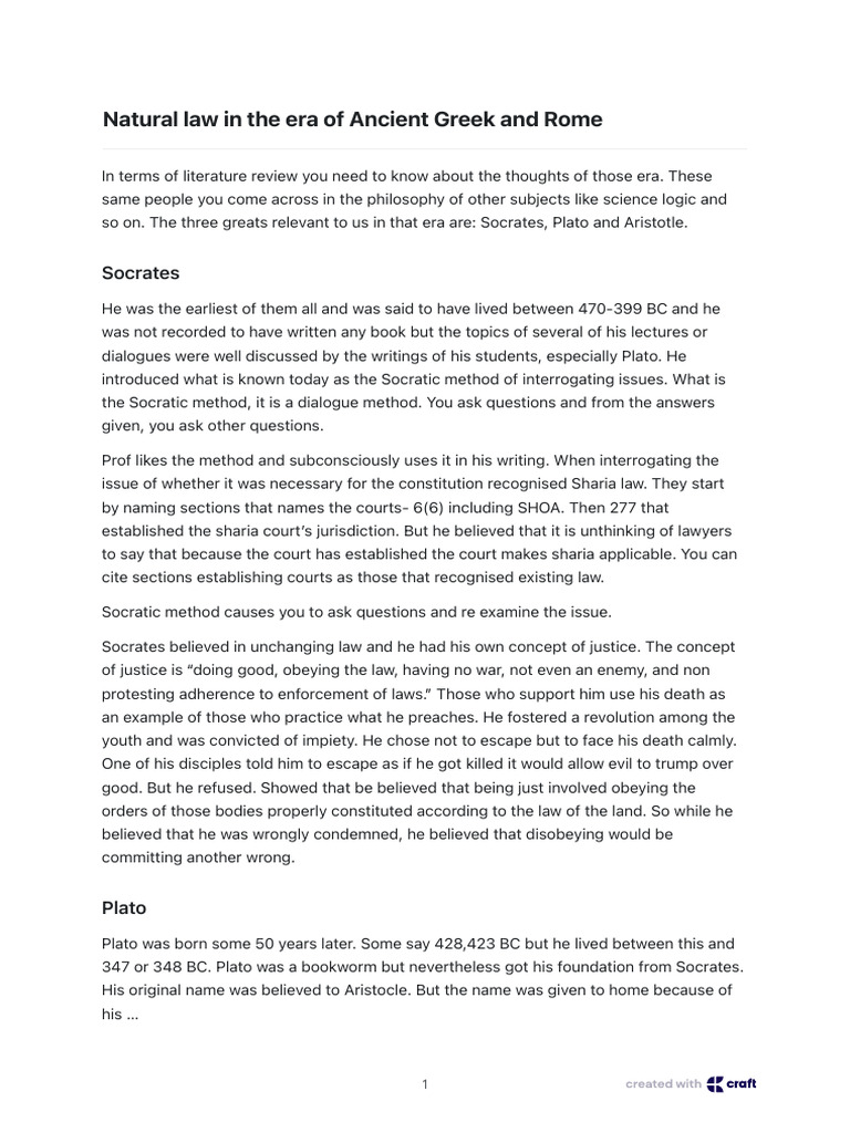 Ancient Greek and Roman Natural Law | PDF | Plato | Socrates