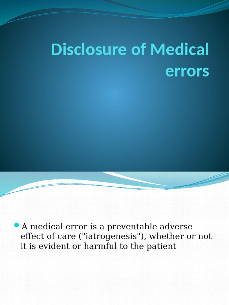 Disclosure of Errors | PDF | Error | Medical Error