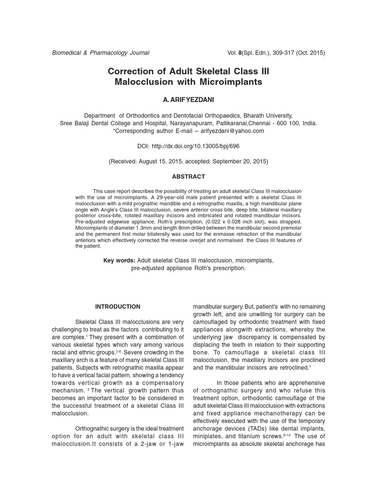 Microimplants for Adult Class III Malocclusion | PDF | Dental Anatomy ...
