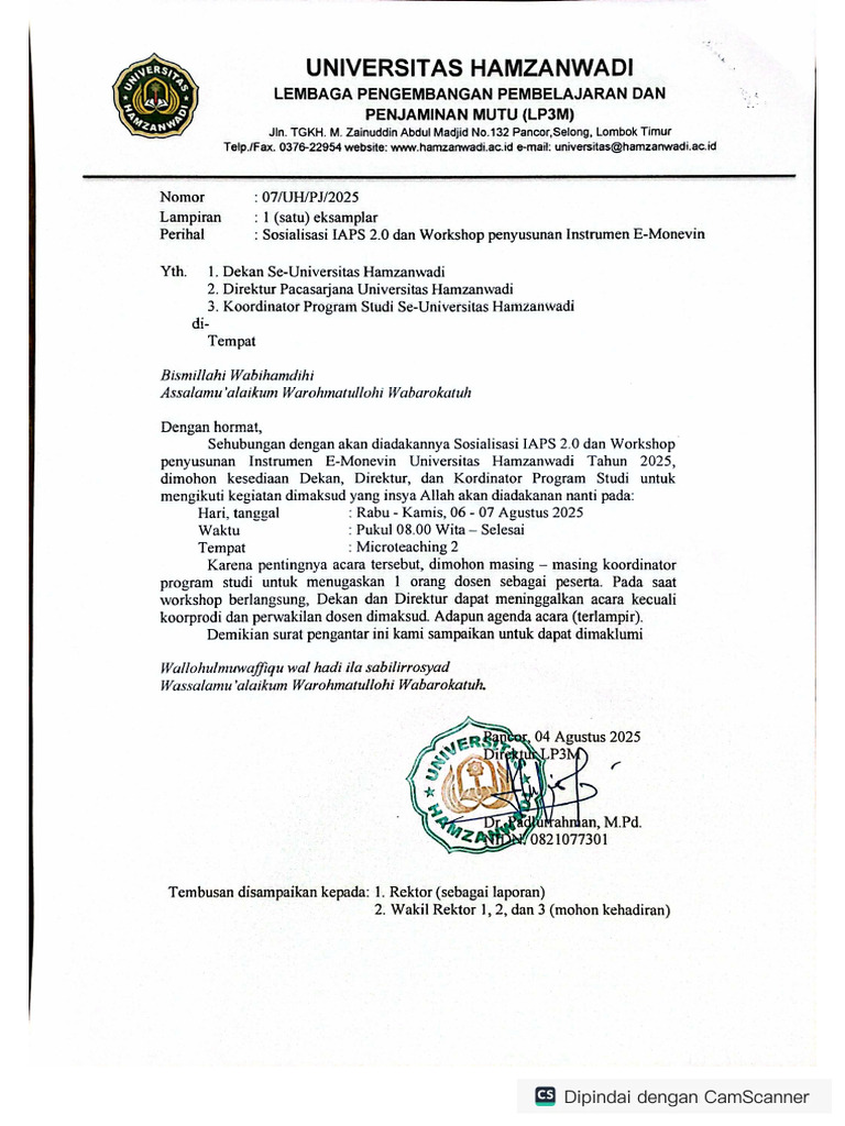 Undangan Sosialisasi IAPS 2.0 Dan Workshop Penyusunan Instrumen E-Monevin | PDF