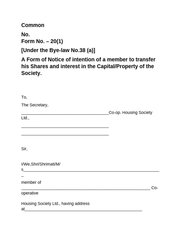Notice and Consent for Share Transfer | PDF