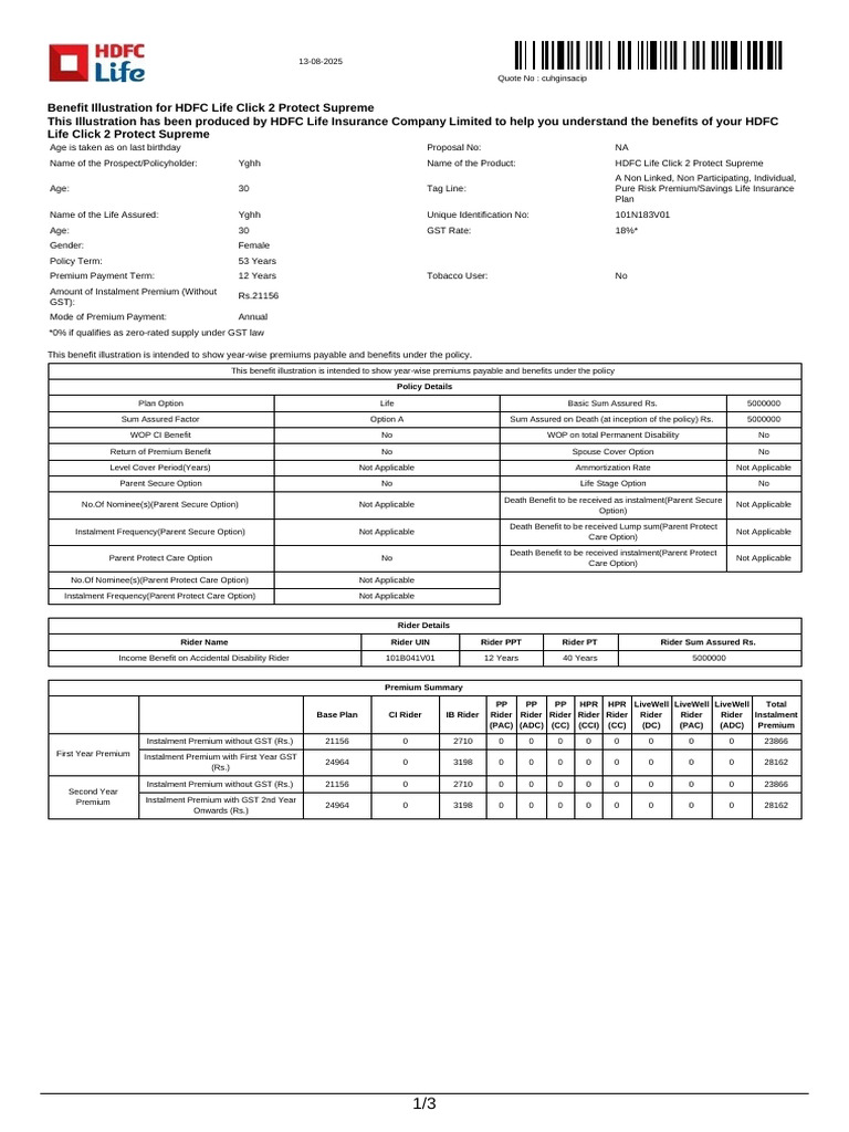HDFC Life Click 2 Protect Supreme Overview | PDF | Insurance | Life ...