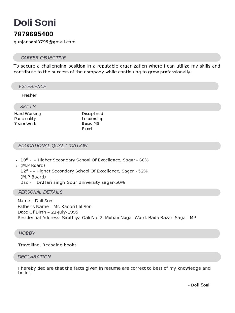 Doli Soni Resume | PDF
