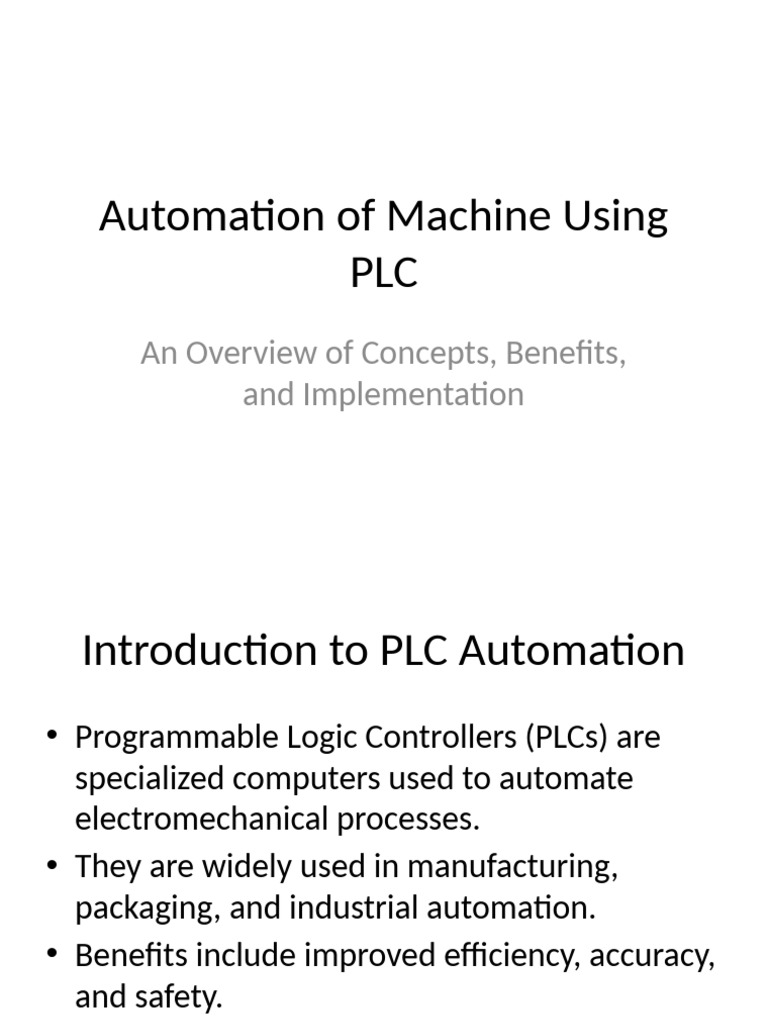 PLC Automation: Concepts & Benefits | PDF
