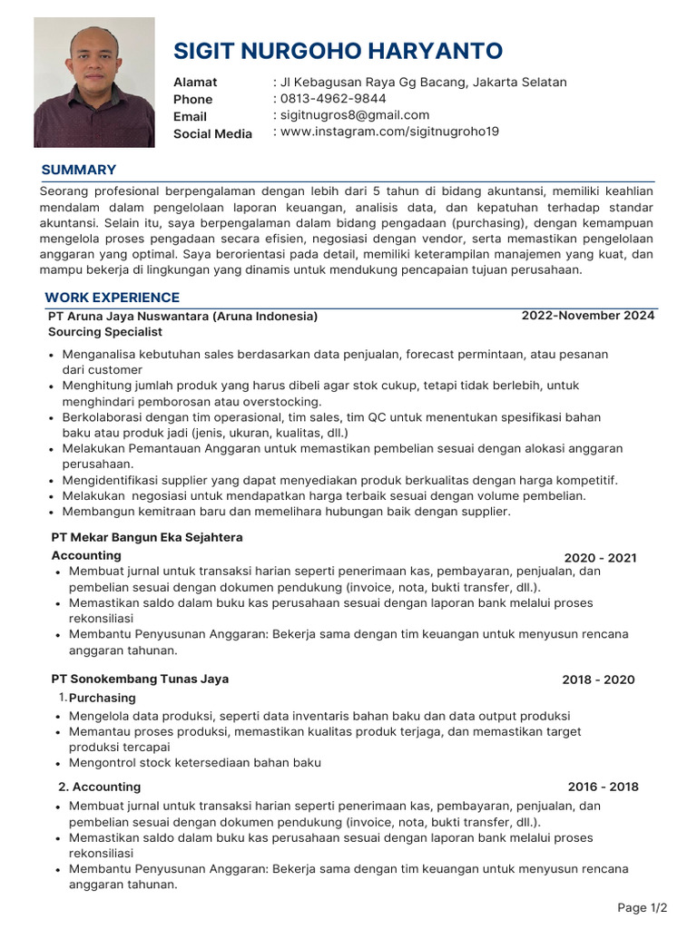 CV Sigit Nugroho Update | PDF