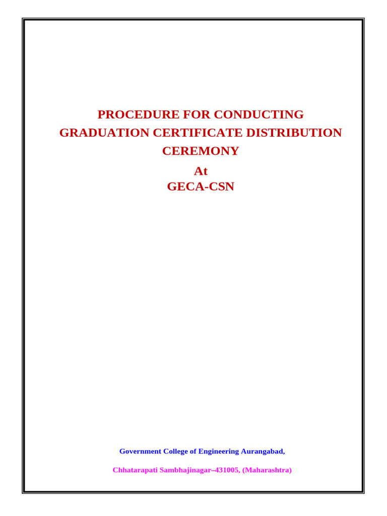 Procedure for Organizing Graduation Day | PDF | Government