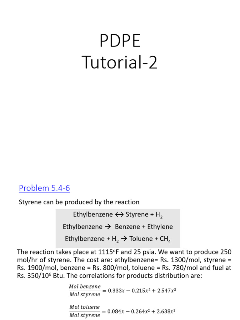 Styrene Production Process Analysis | PDF