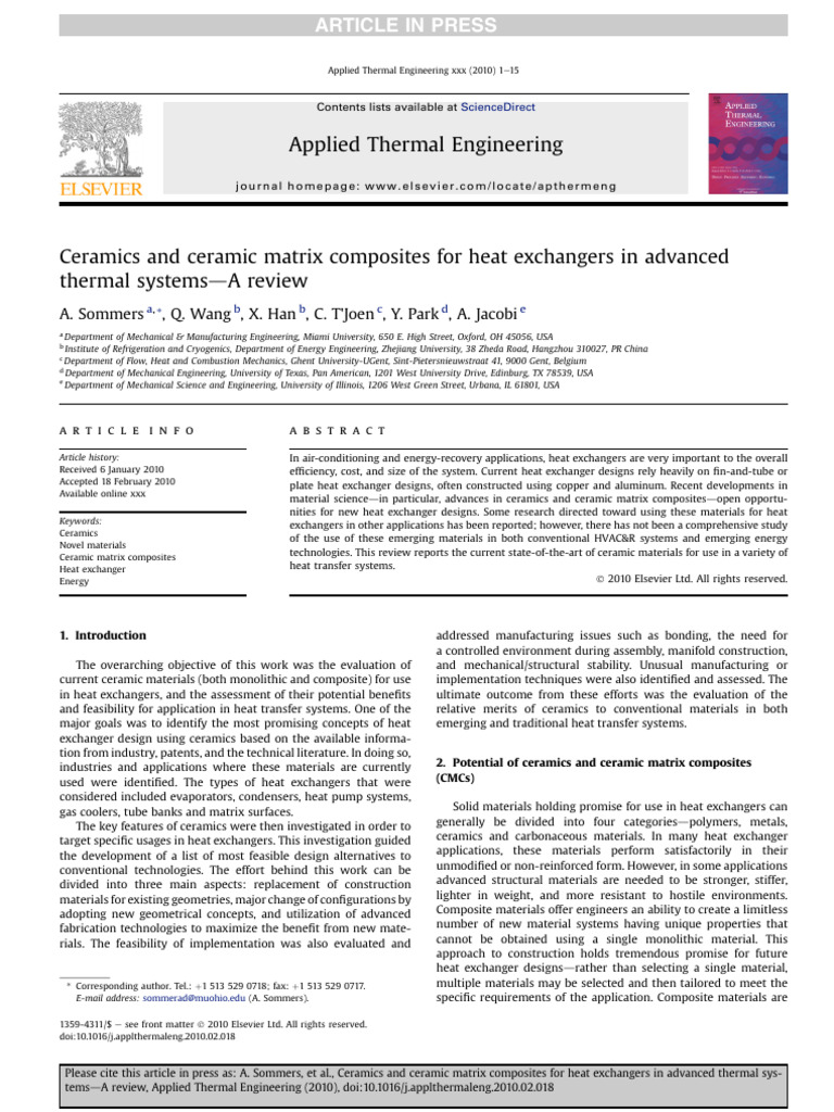 Ceramic Composites for Heat Exchangers | PDF | Ceramics | Physical Sciences