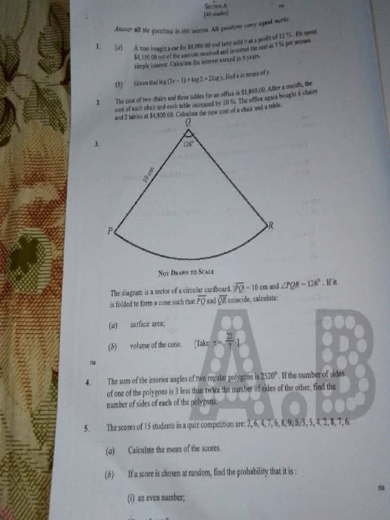 Wassce 2025 Core Maths Confidential Questions With Possible Solutions | PDF