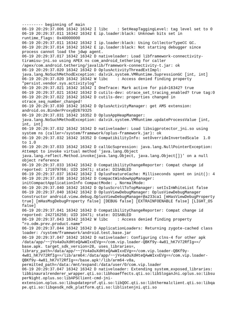 Com - Vip.loader Logcat | PDF | Operating System Families | Software Development