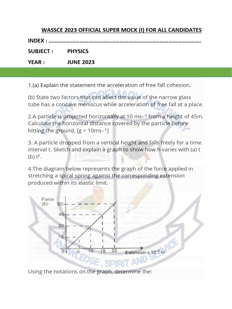 WASSCE 2023 Physics Super Mock Exam | PDF | Force | Applied And ...