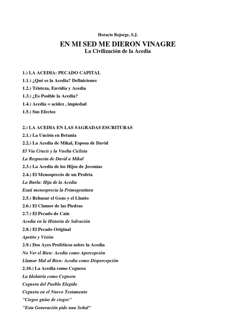La Acedia - P.horacio Bojorje | PDF | Siete pecados capitales ...