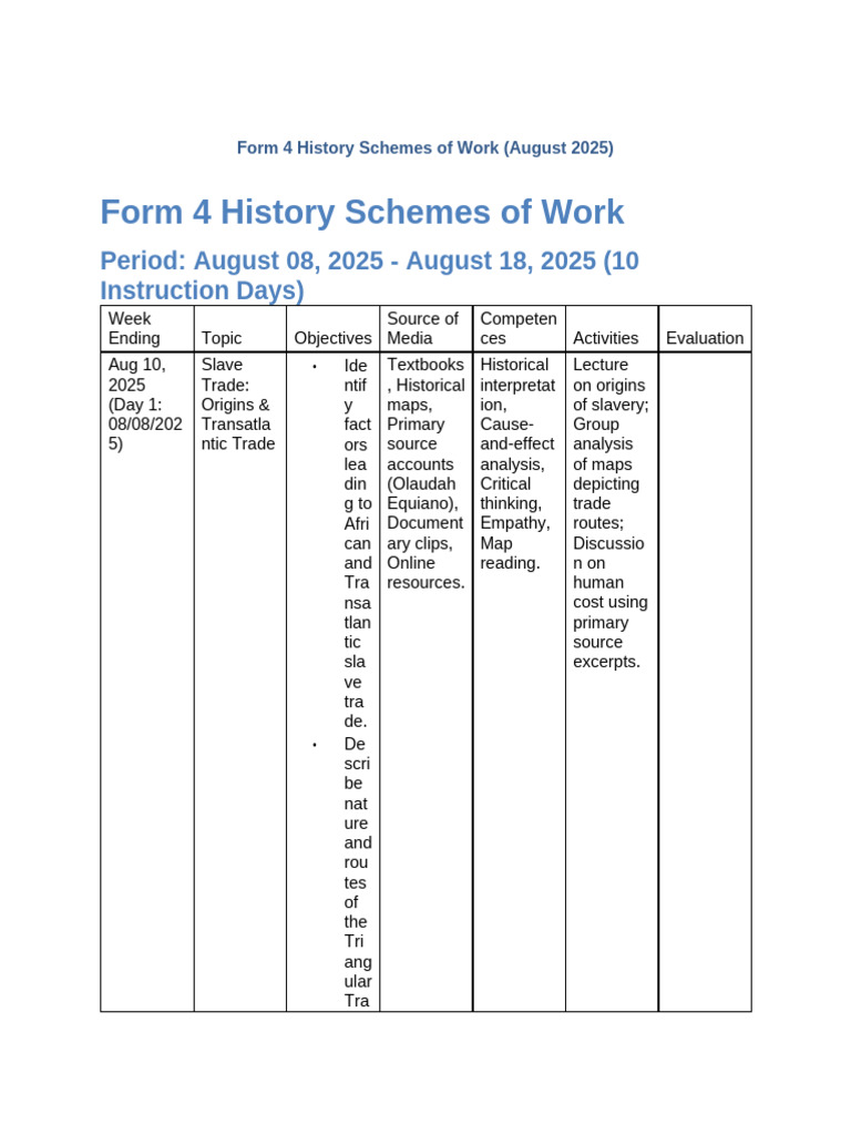 Form 4 History Curriculum Overview | PDF | Human Rights Abuses
