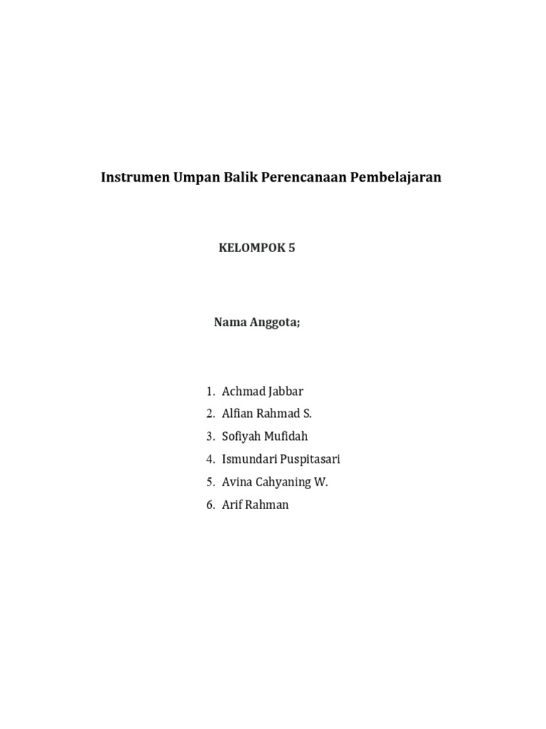 Modul 5. 5.2 - Telaah RPP - Umpan Balik Kelompok 2 | PDF