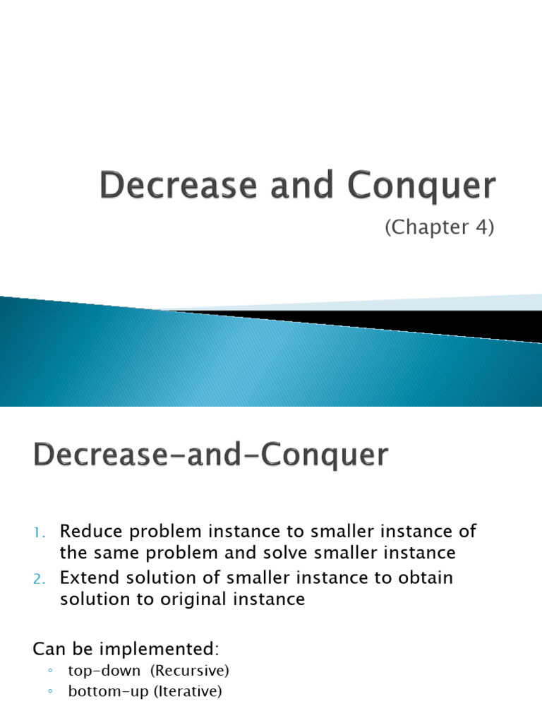 Lecture4 Decrease and Conquer | PDF | Combinatorics | Mathematics