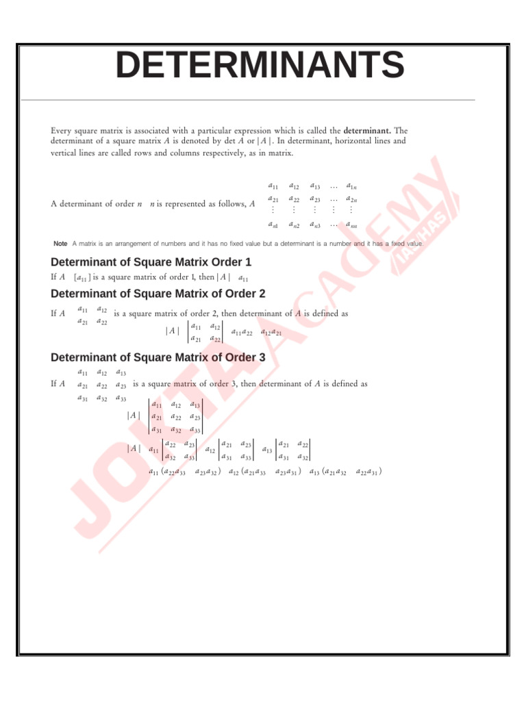Determinants | PDF | Matrix Theory | Mathematical Relations