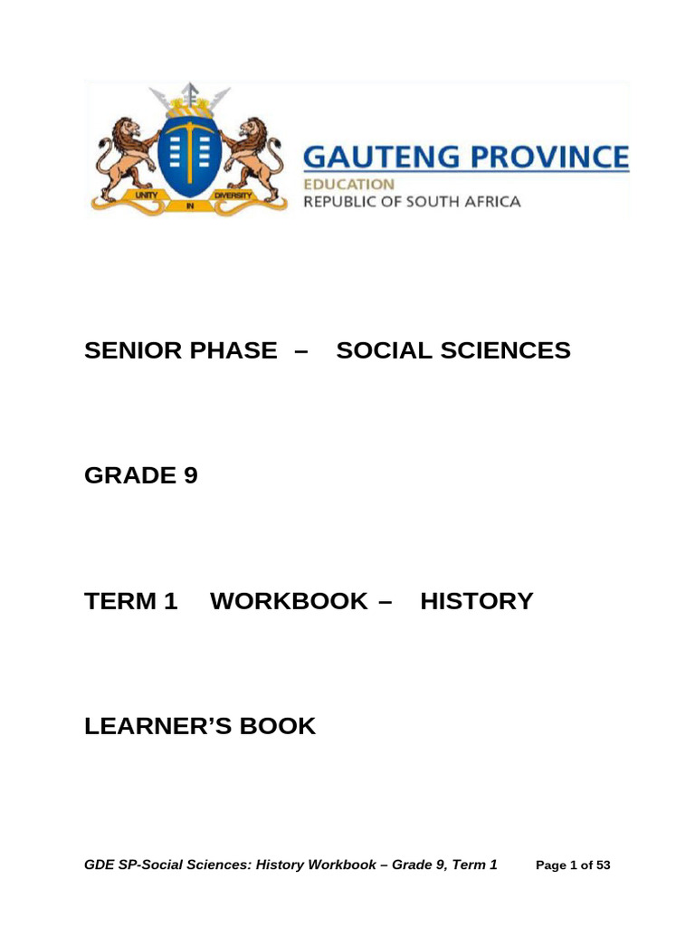 Grade 9 History Workbook: Term 1 | PDF | Nazi Germany