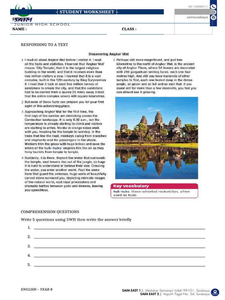 Reading Comprehension - Unit 2 | PDF