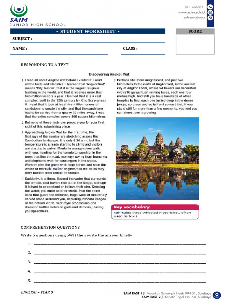 Unit 2 Comprehension Activities | PDF