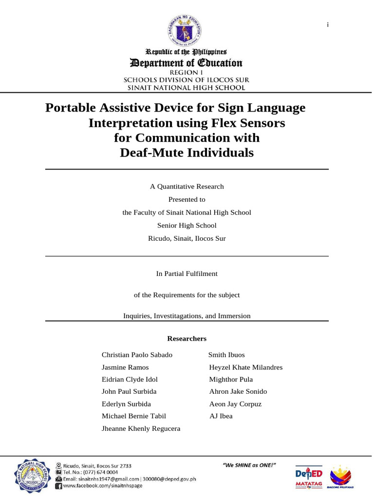 Portable Assistive Device | PDF | Sign Language | Language Interpretation