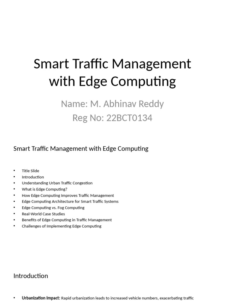 Smart Traffic Management with Edge Tech | PDF | Traffic | Traffic ...