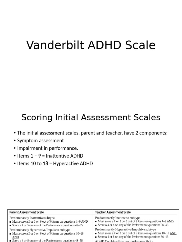 Vanderbilt ADHD Scale Overview | PDF