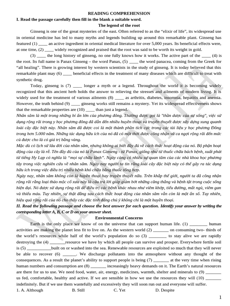 Reading Comprehension 2018 - Students' Paper | PDF