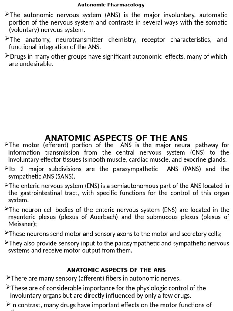 Autonomic Pharmacology Overview | PDF | Autonomic Nervous System ...