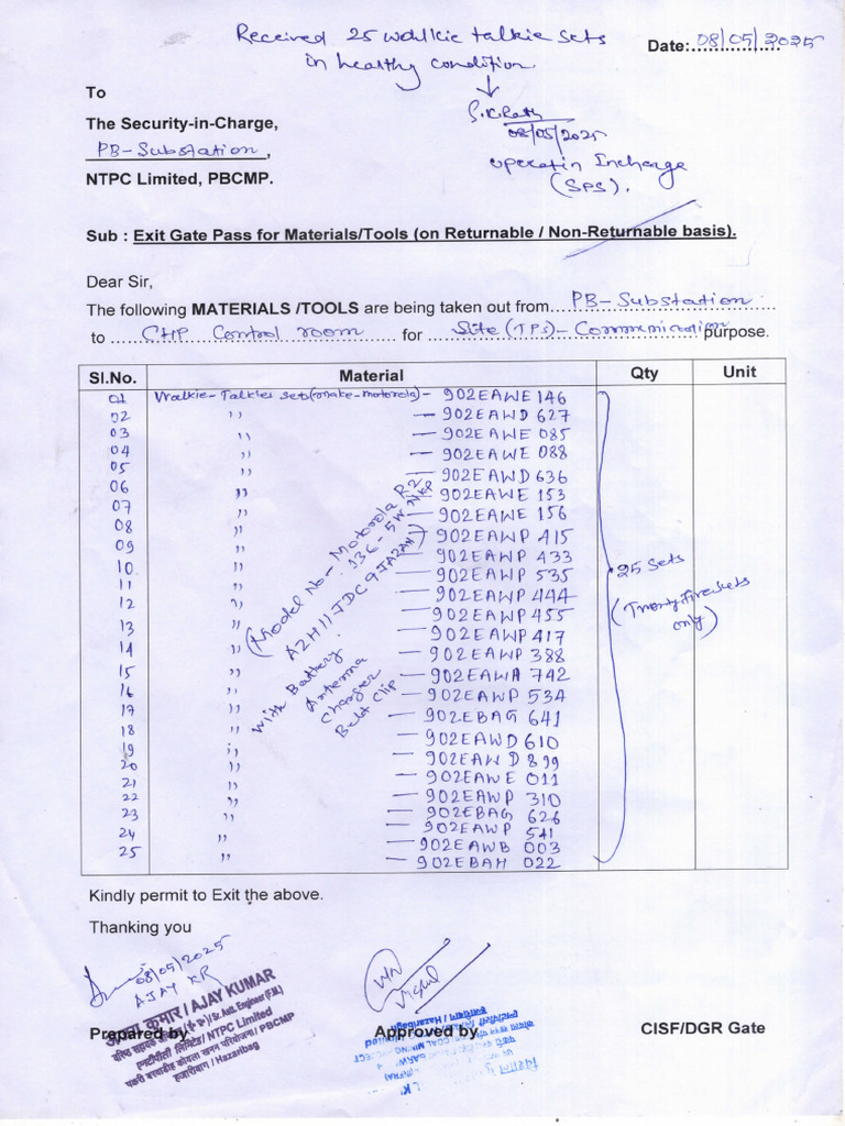 Waki Taki Gate Pass Dt-08.05.25 | PDF