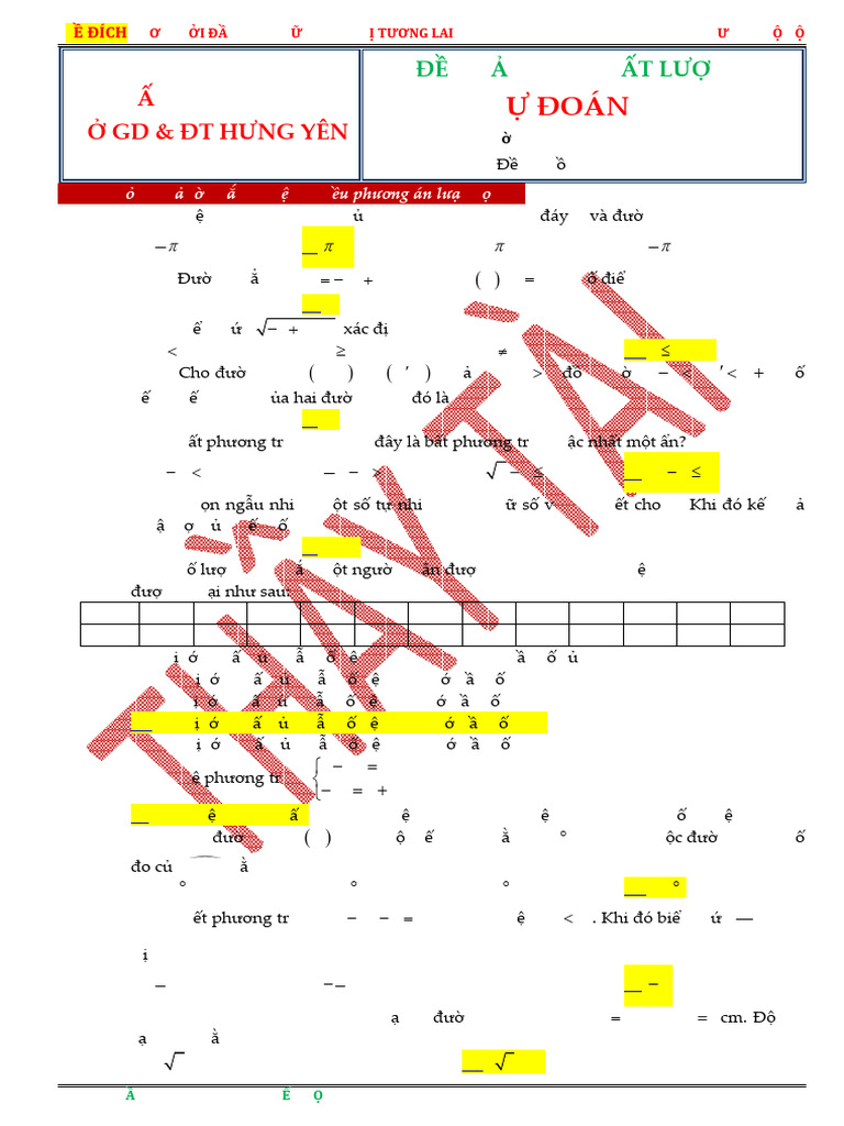 08 - Du Doan - 03 - Nam 2025 Dap An Hs | PDF