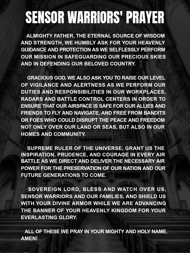 Sensor Warriors' Prayer Almighty Father, The Eternal Source of Wisdom ...