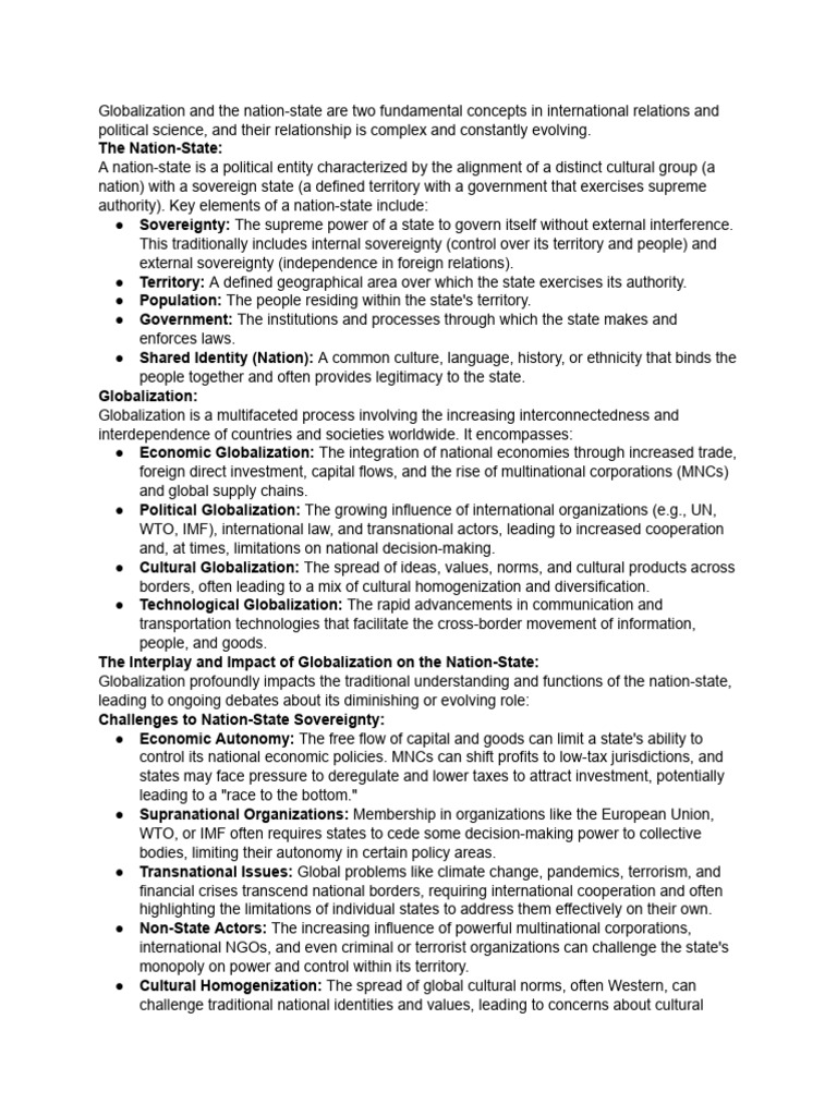 Globalisation and Nation State | PDF | Globalization | State (Polity)