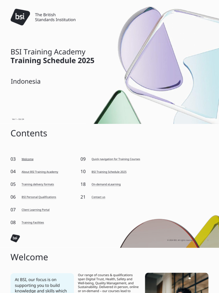 BSI Training Schedule 2025 Overview | PDF | Educational Technology