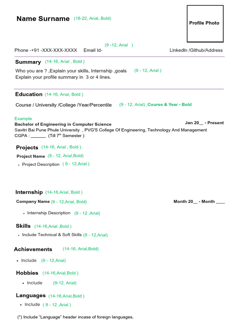 Internship Profile Summary Template | PDF