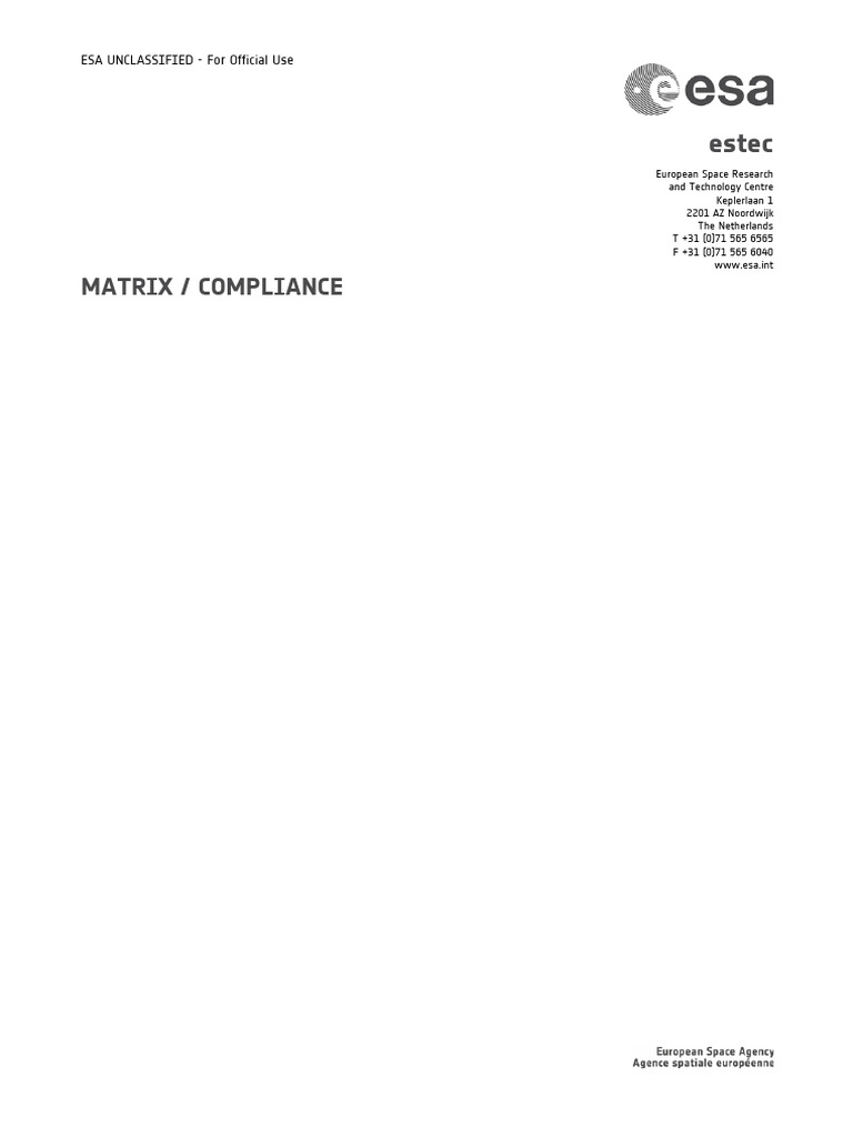 Esa Tecmsp MX 11559 Comprehensive Checklist To Ecss Q ST 70 60 For PCB ...