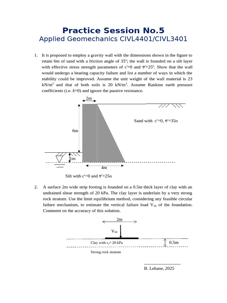 Tut5 Civl3401 Civl4401 2025 | PDF