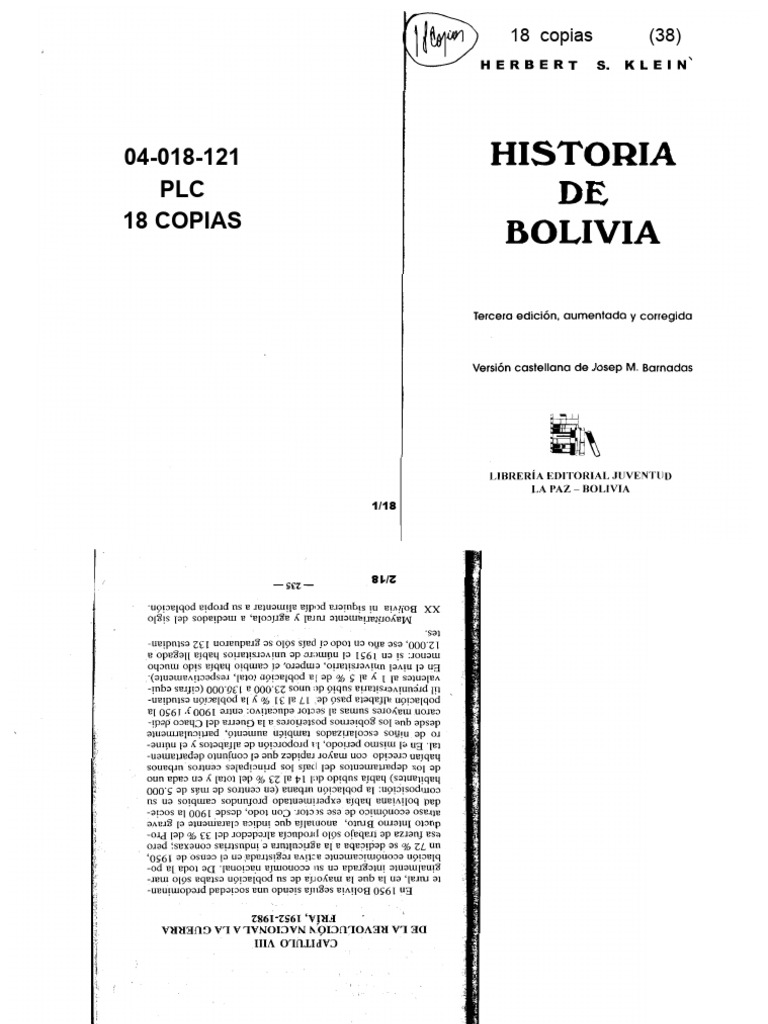 Klein Herbert - Historia de Bolivia | PDF