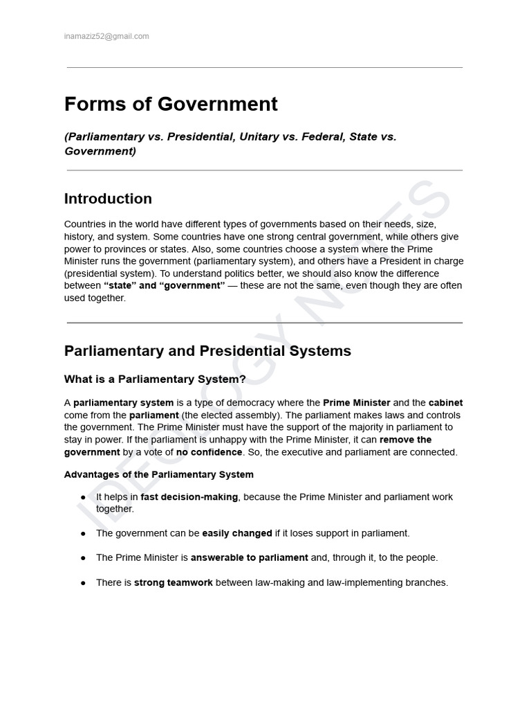 Understanding Government Systems: Types & Differences | PDF ...