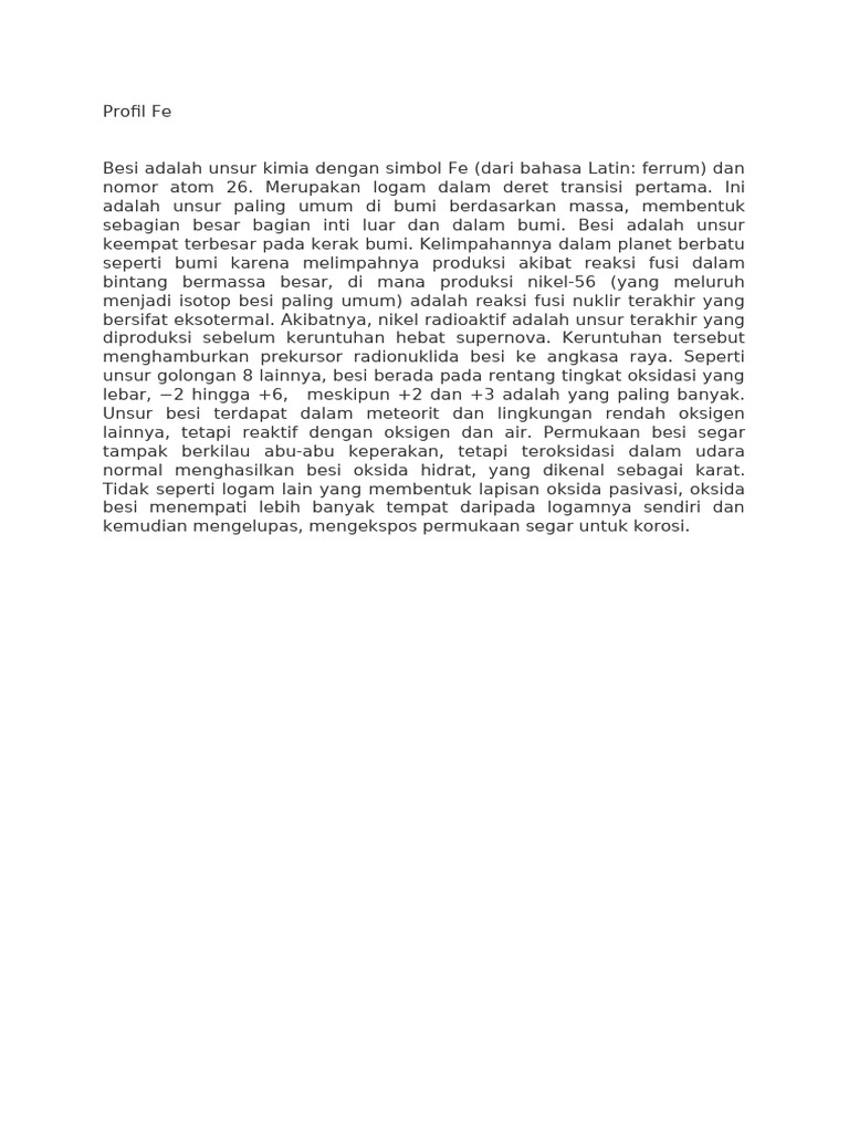 Profil Unsur Besi (Fe) | PDF