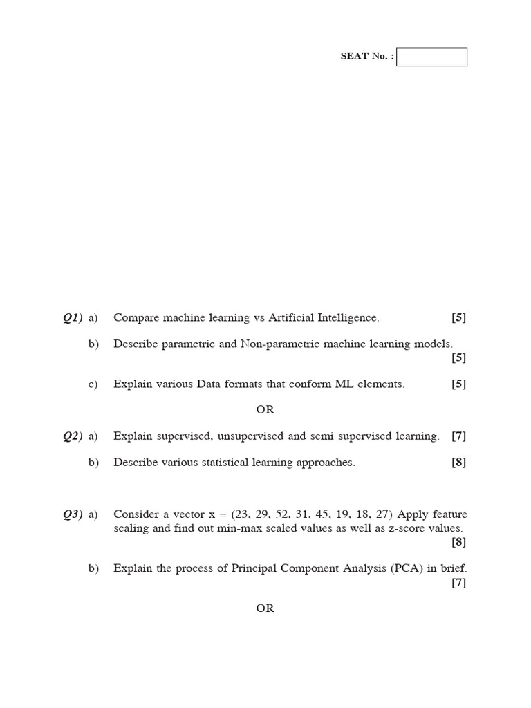 ML Insem PYQ 2022 To 24 | PDF | Machine Learning | Data