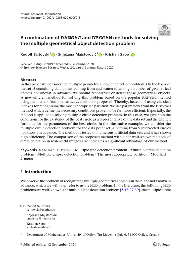A Combination of RANSAC and DBSCAN Methods For Solving The Multiple Geometrical Object Detection ...