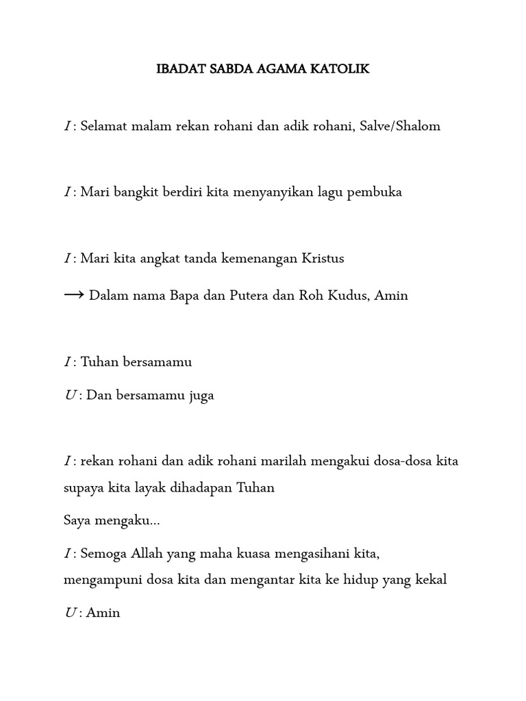 Ibadat Sabda Agama Katolik-Kapel PD Petrus-1 | PDF