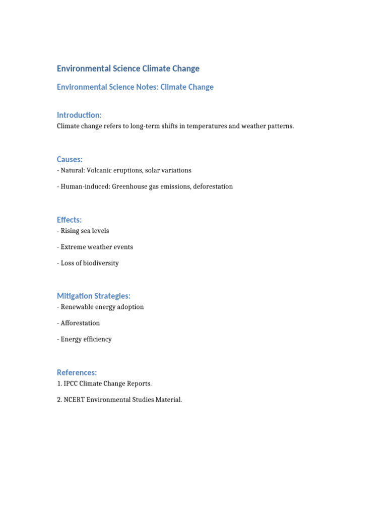 Environmental Science Climate Change | PDF