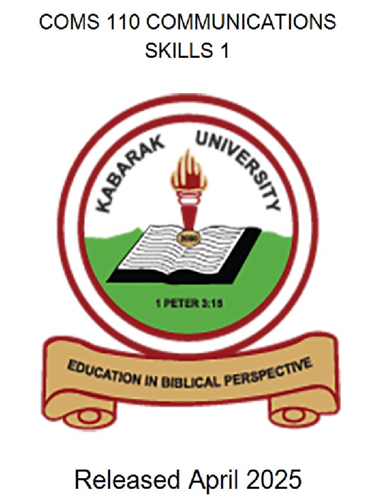 Coms 110 Communications Skills 1 - Kabarak University | PDF | Communication | Behavior Modification